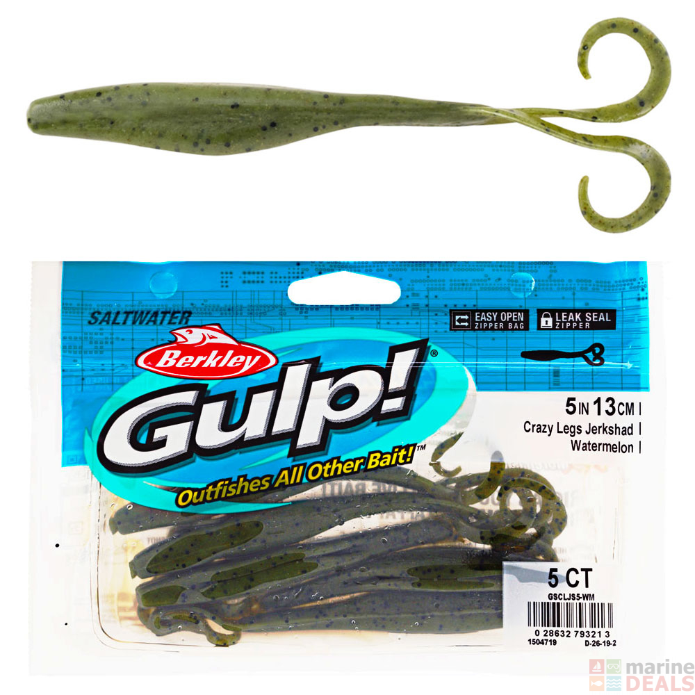 Berkley Gulp Crazy Legs Jerk Shad Soft Bait Pack 13cm Watermelon