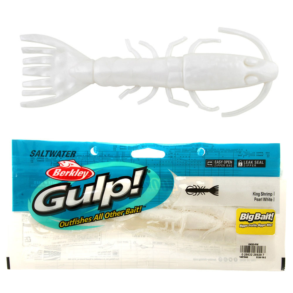 Berkley Gulp BigBait King Shrimp Soft Bait 18cm Qty 3 Pearl White ...