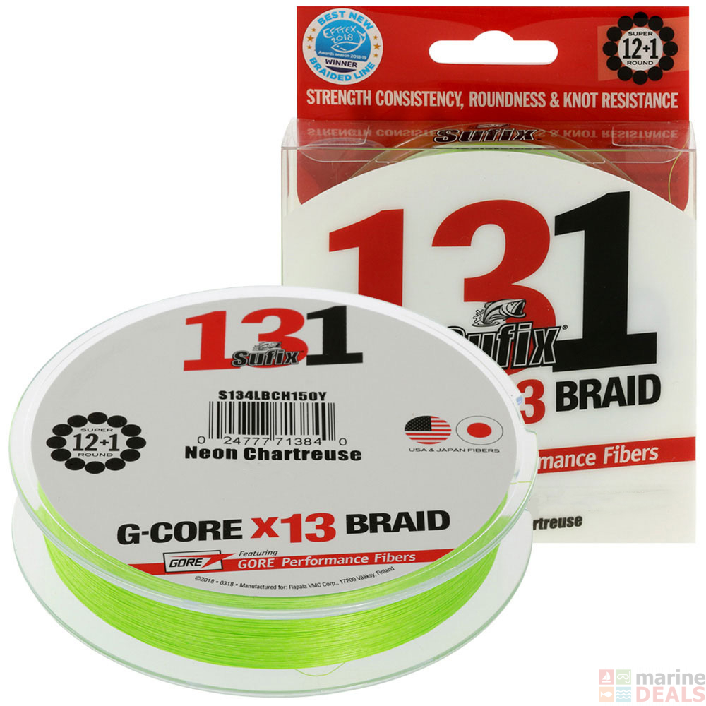 Buy Sufix 131 G-CORE X13 Braid Neon Chartreuse 300yd online at Marine ... Buy Sufix 131 G-CORE X13 Braid Neon Chartreuse 300yd online at Marine ...