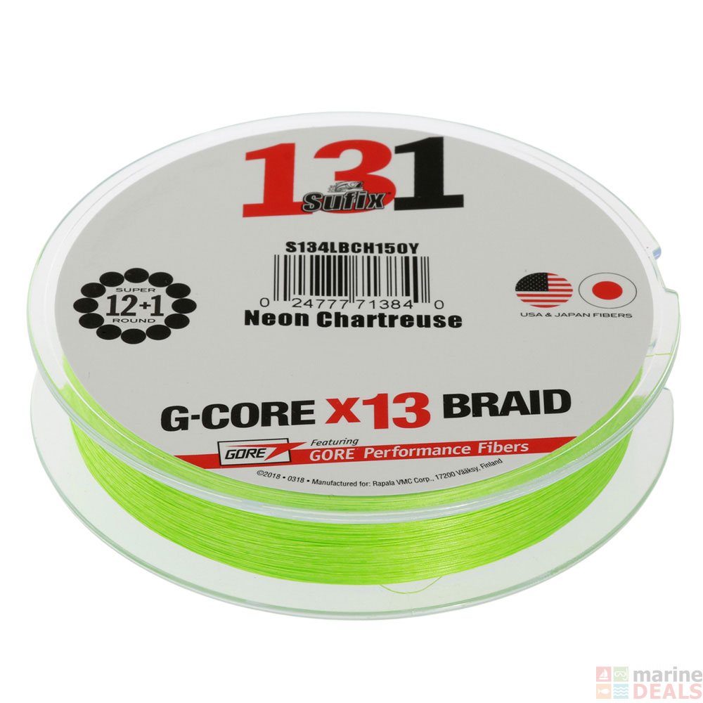 Buy Sufix 131 G-CORE X13 Braid Neon Chartreuse online at Marine-Deals.co.nz Buy Sufix 131 G-CORE X13 Braid Neon Chartreuse online at Marine-Deals.co.nz