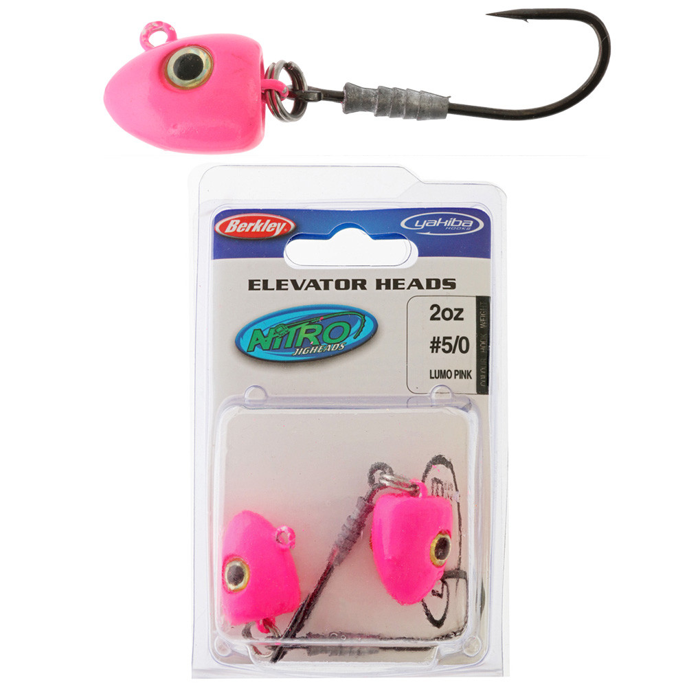Buy Berkley Nitro Elevator Jig Heads 5/0 2oz 56g Lumo Pink Qty 2 online at Marine-Deals.co.nz