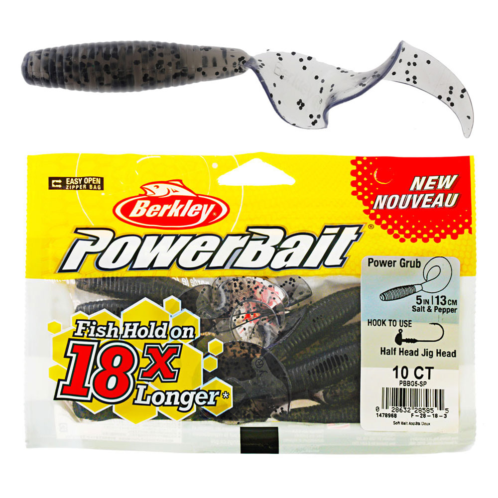 Buy Berkley PowerBait Power Grub Soft Bait 12cm Salt and Pepper online ...