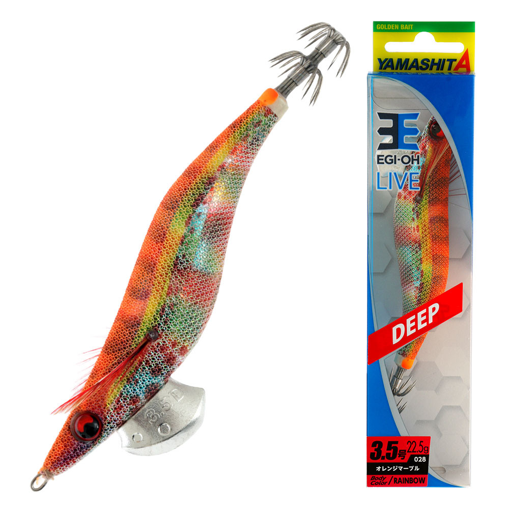 Buy Yamashita Egi OH Deep Live Squid Jig 3.5 22.5g Orange Rainbow ...