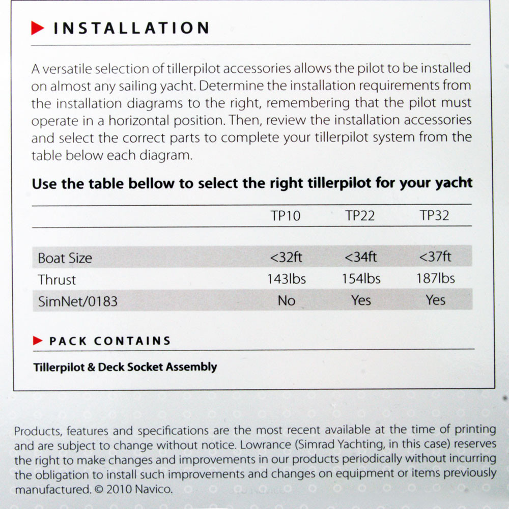 Buy Simrad TP22 Tiller Pilot online at Marine-Deals.co.nz