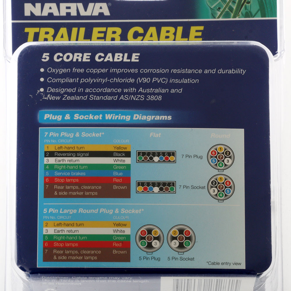 Buy NARVA 5 Core Trailer Cable 5A 2.5mm x 10m online at Marine-Deals.co.nz