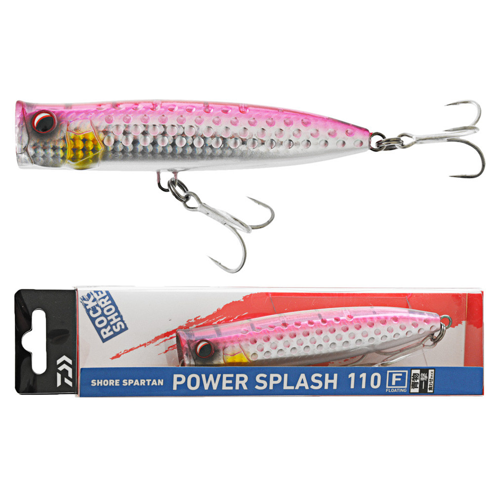 Daiwa Shore Spartan Power Splash Floating Popper Lure 110mm Pink Back ...