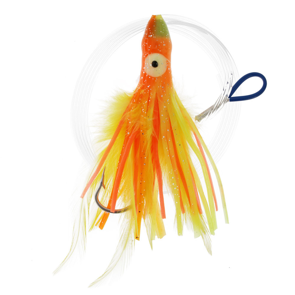 H2O Pro Weighted Trolling Feather Octopus 12cm 15g Yellow/Orange ...