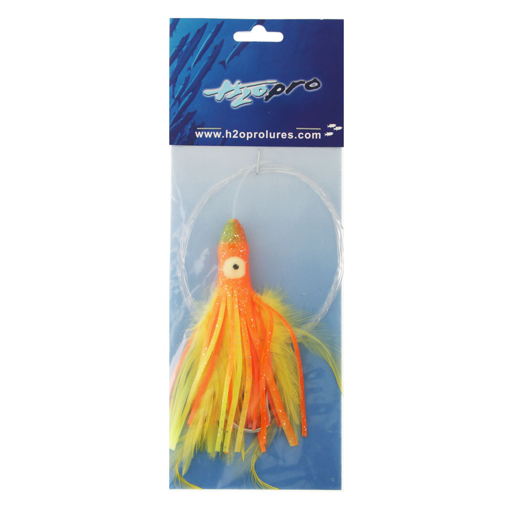 H2O Pro Weighted Trolling Feather Octopus 12cm 15g Yellow/Orange ...