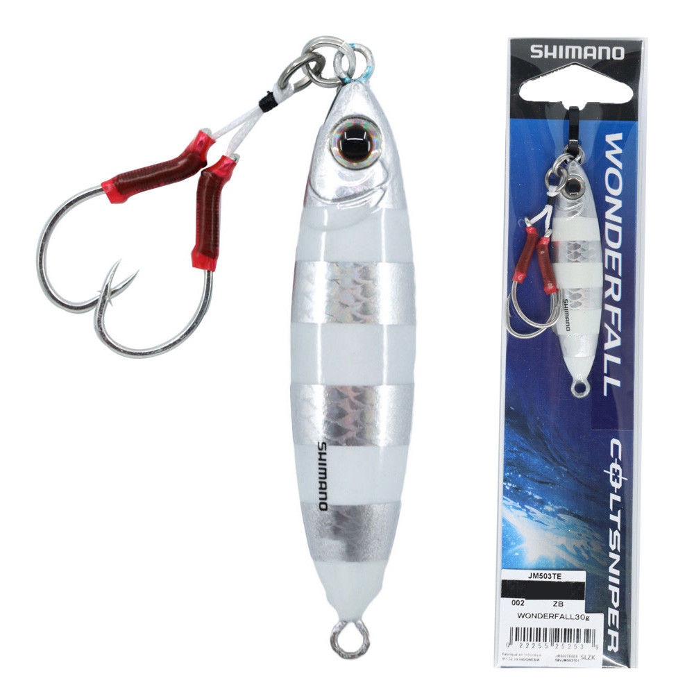 Buy Shimano ColtSniper Wonderfall Slow Pitch Jig 80g Silver Zebra online at Marine-Deals.co.nz