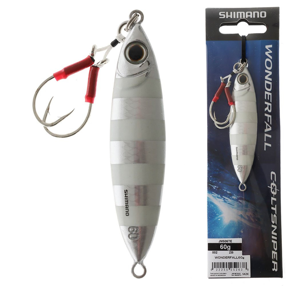 Buy Shimano ColtSniper Wonderfall Slow Pitch Jig 60g Silver Zebra online at Marine-Deals.co.nz