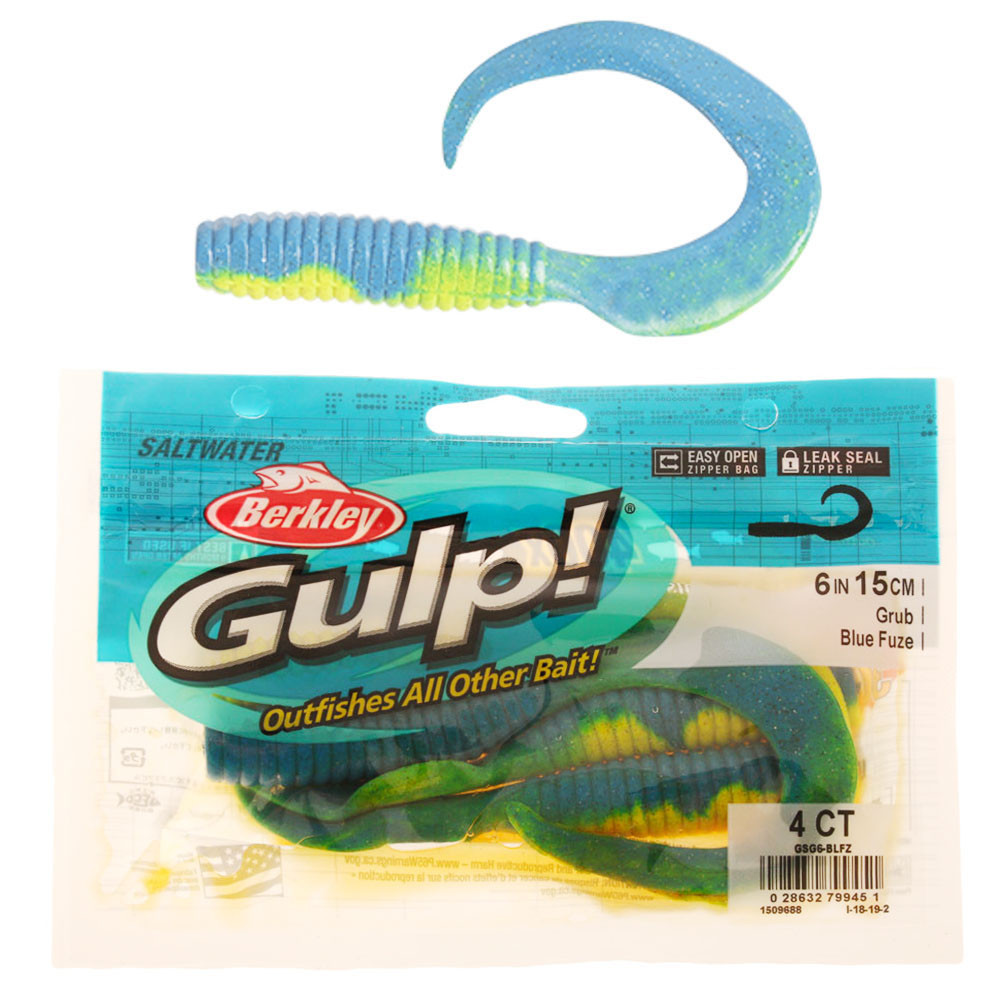 Buy Berkley Gulp Grub Soft Bait 15cm Qty 4 Blue Fuze online at Marine ...