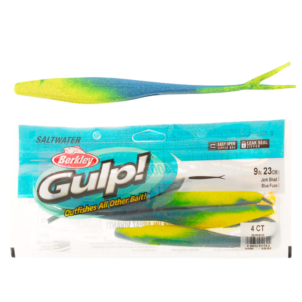 Buy Berkley Gulp Jerk Shad Soft Bait 23cm Qty 4 Blue Fuze online at ...