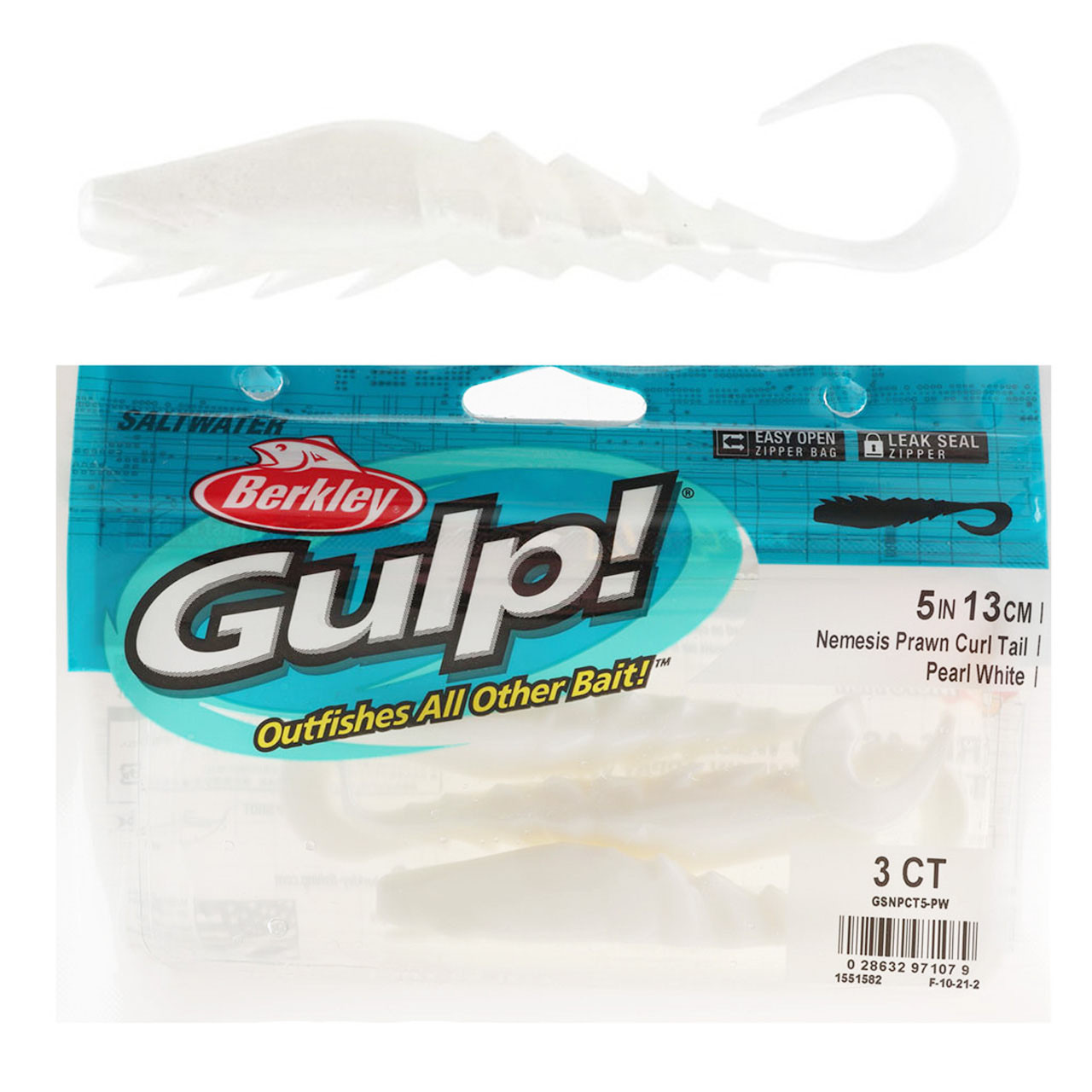 Buy Berkley Gulp Nemesis Prawn Curl Tail Soft Bait 12.5cm Qty 3 Pearl ...