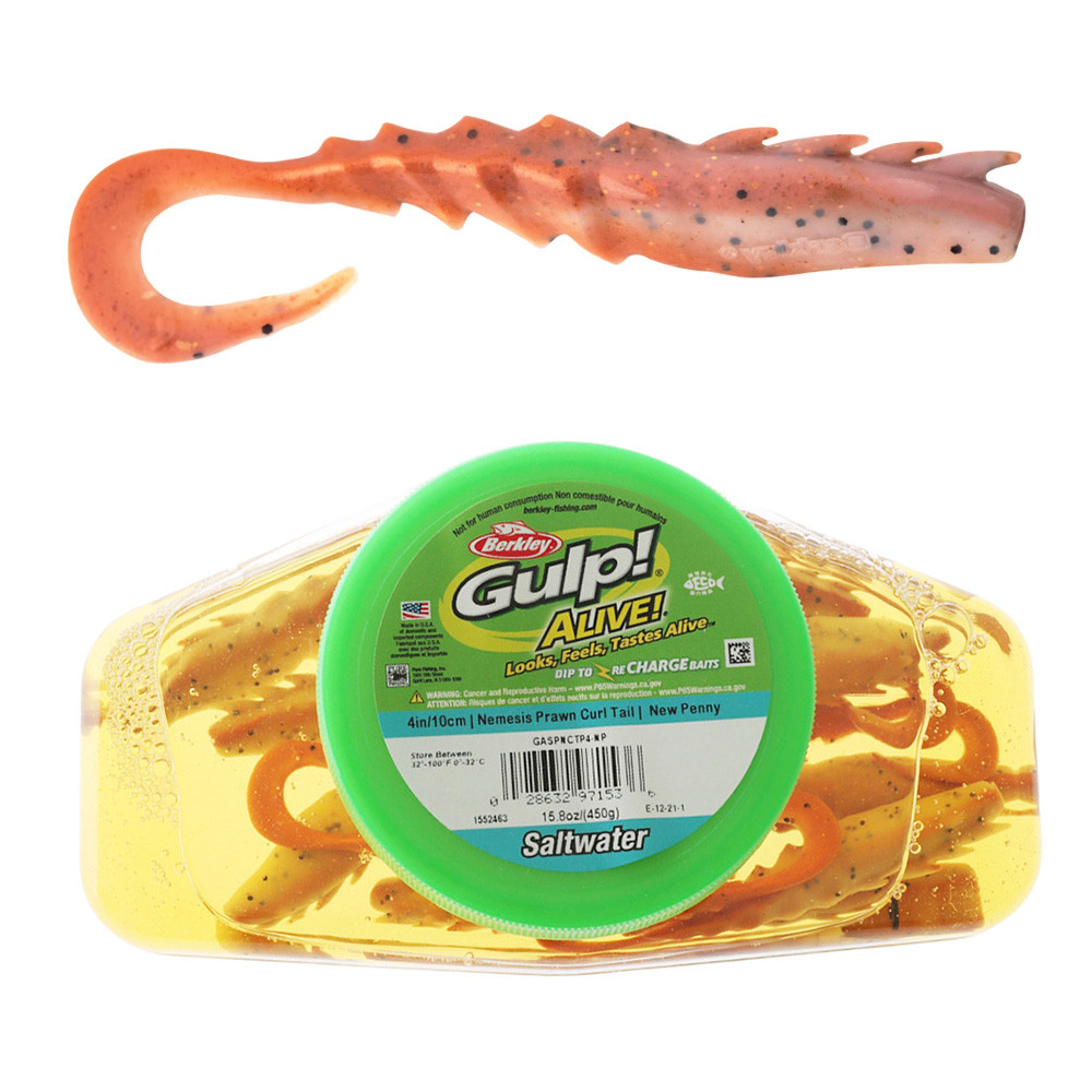 Buy Berkley Gulp Alive Nemesis Prawn Curl Tail Soft Bait Tub 10cm New ...