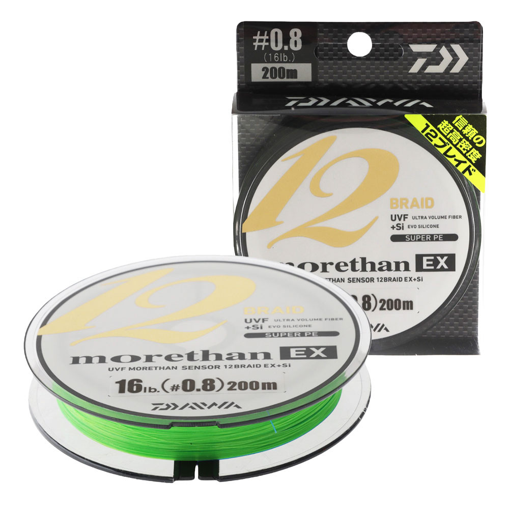 Buy Daiwa Morethan Sensor 12 EX+Si Braid Chartreuse 16lb 200m online at Marine-Deals.co.nz
