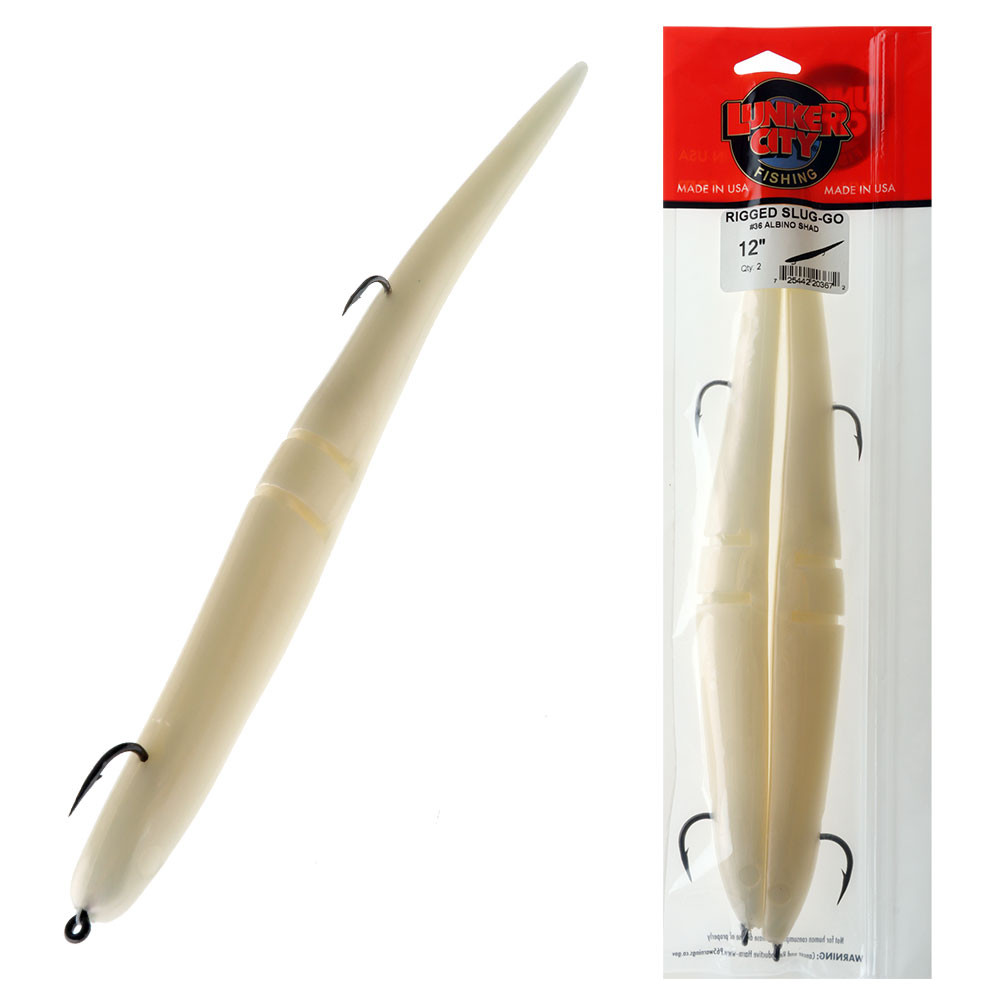 Buy Lunker City Slug-Go Rigged Soft Bait 30cm Albino Shad Qty 2 online ...