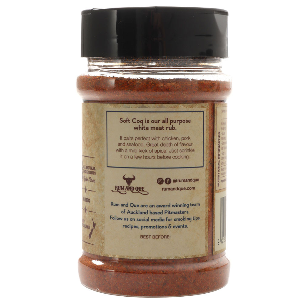 Buy Rum and Que Soft Coq BBQ Rub 200g online at Marine-Deals.co.nz