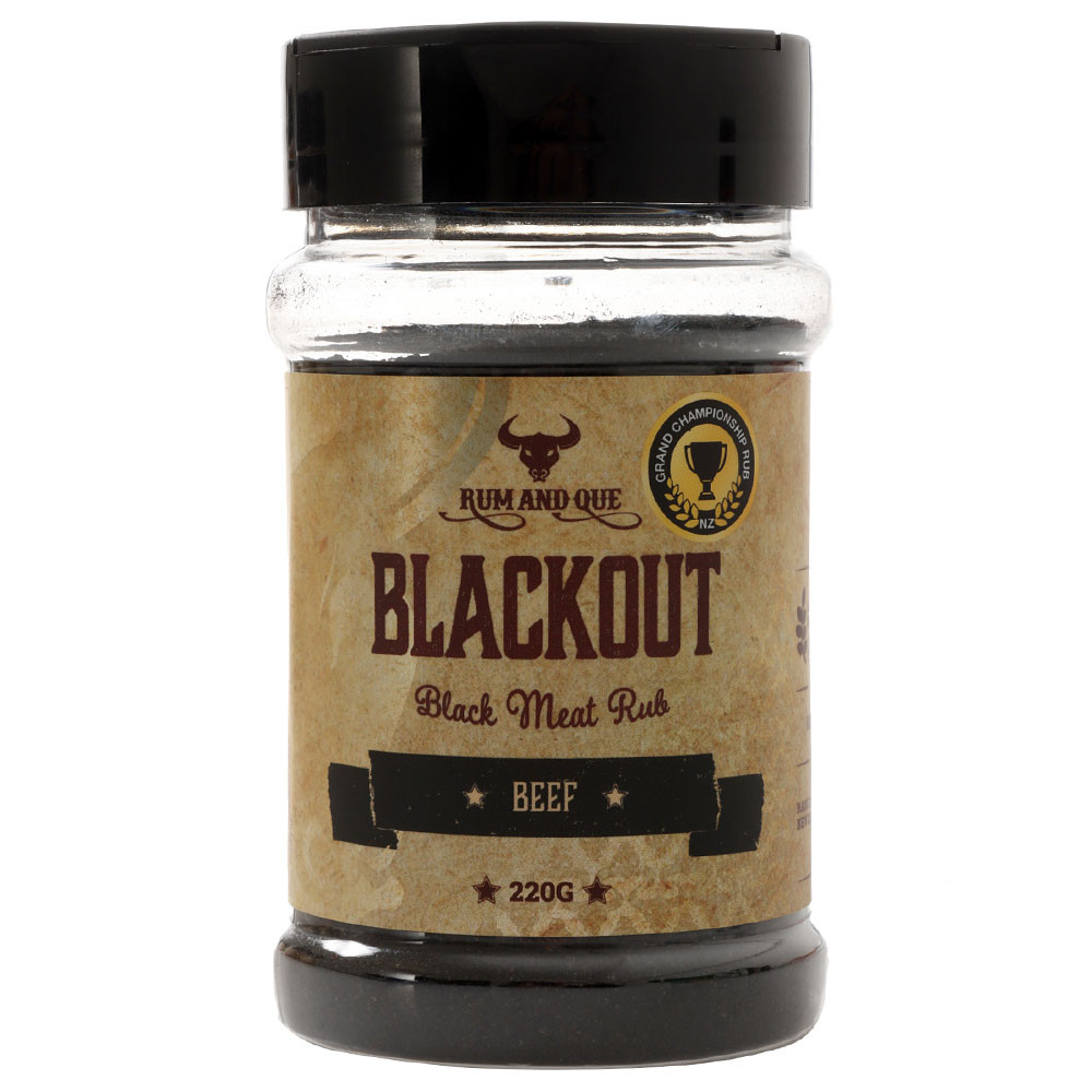 Buy Rum and Que Blackout BBQ Rub 220g online at Marine-Deals.co.nz