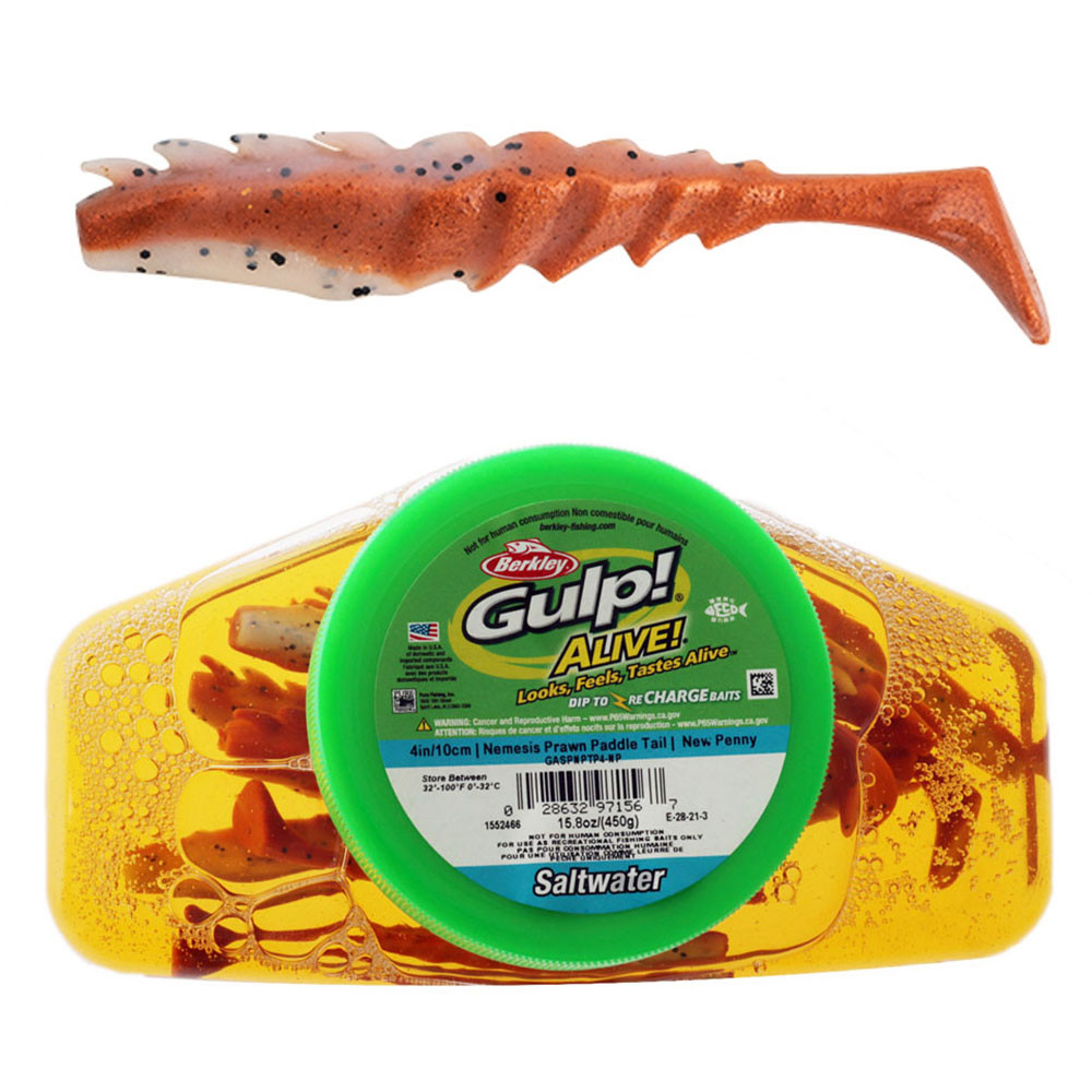 Buy Berkley Gulp Alive Nemesis Prawn Paddle Tail Soft Bait Tub 10cm New ...