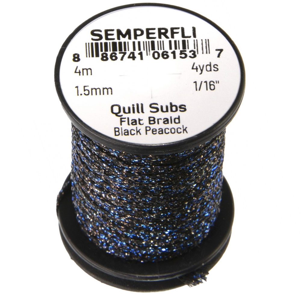 Buy Semperfli Peacock Quill Subs Flat Braid 1.5mm Black Peacock online ...