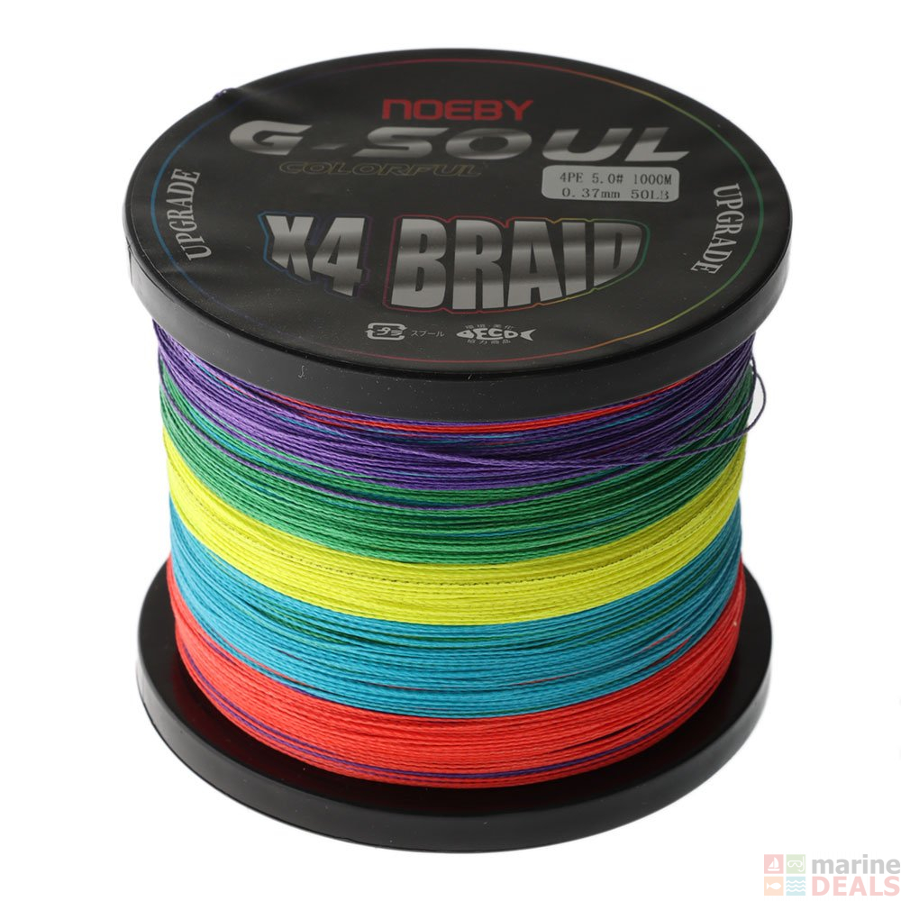 Buy NOEBY Leisure X4 PE Braid Multi-Colour 1000m 50lb online at Marine ...