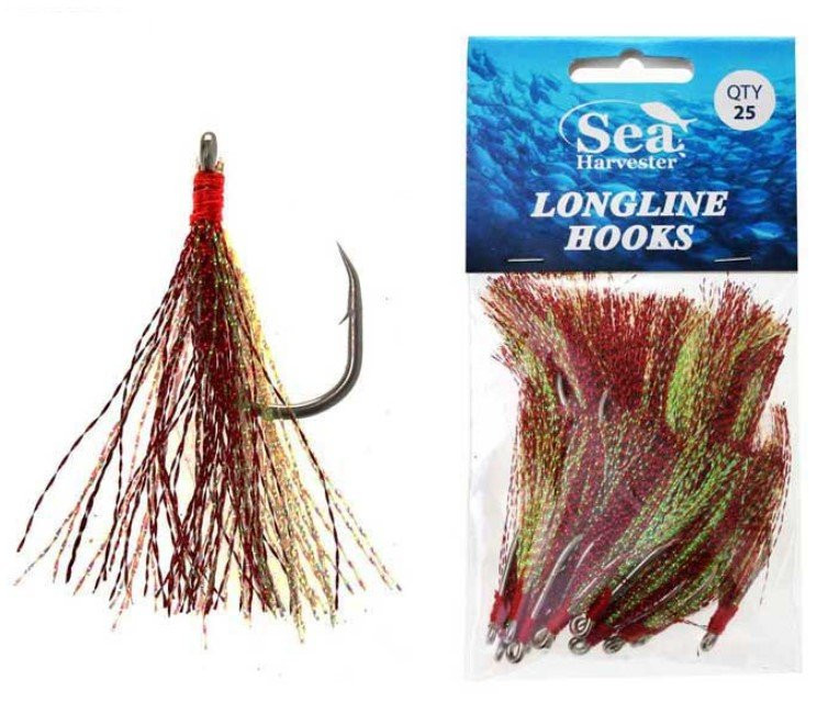 Sea Harvester Longline Flasher Hooks Size 18R Qty 25 Chartreuse Red ...