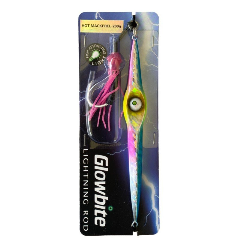 Glowbite Lightning Rod Mechanical Jig with Squid Skirt 200g - Jigs ...