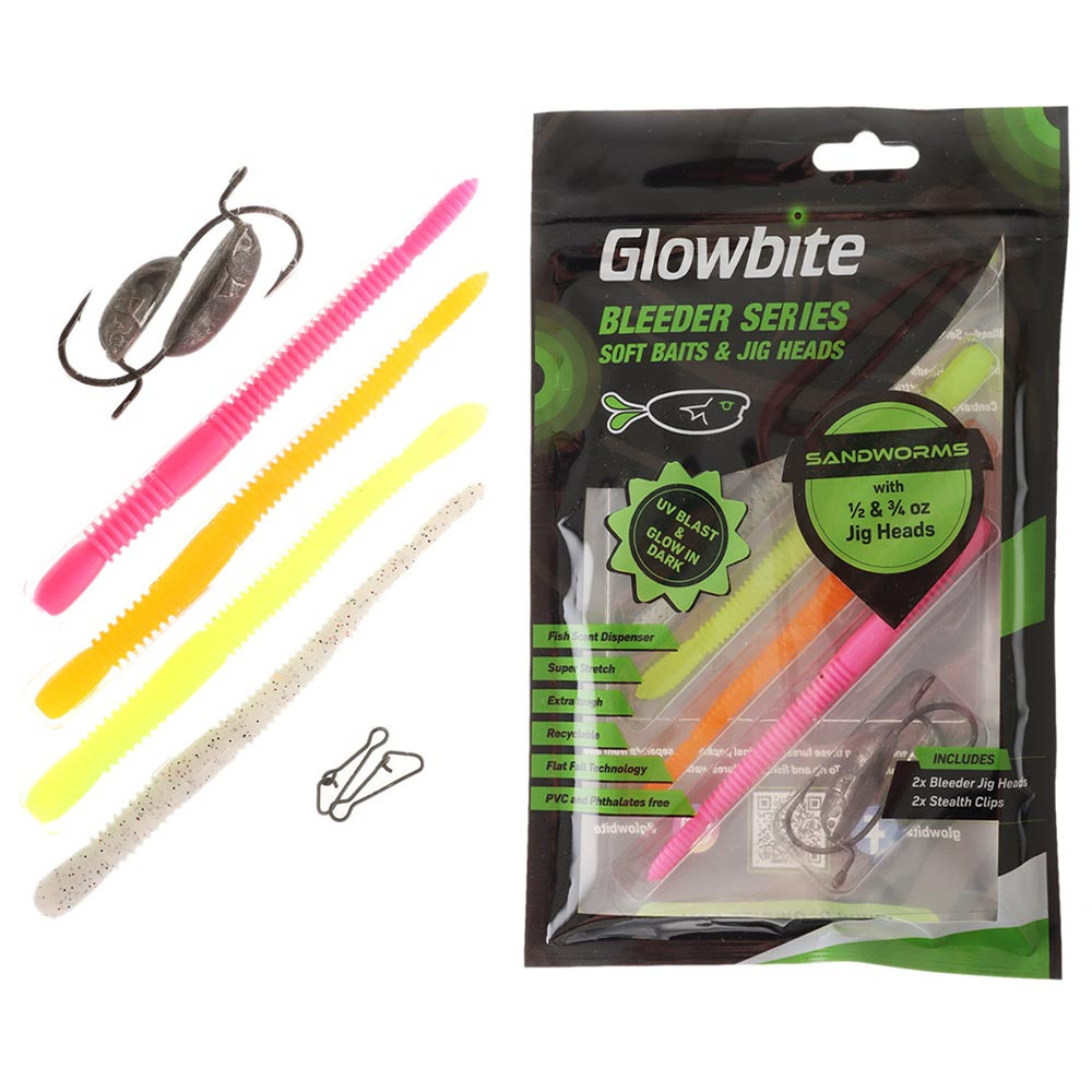 Buy Glowbite Sandworm Bleeder Soft Bait Kit online at Marine-Deals.co.nz