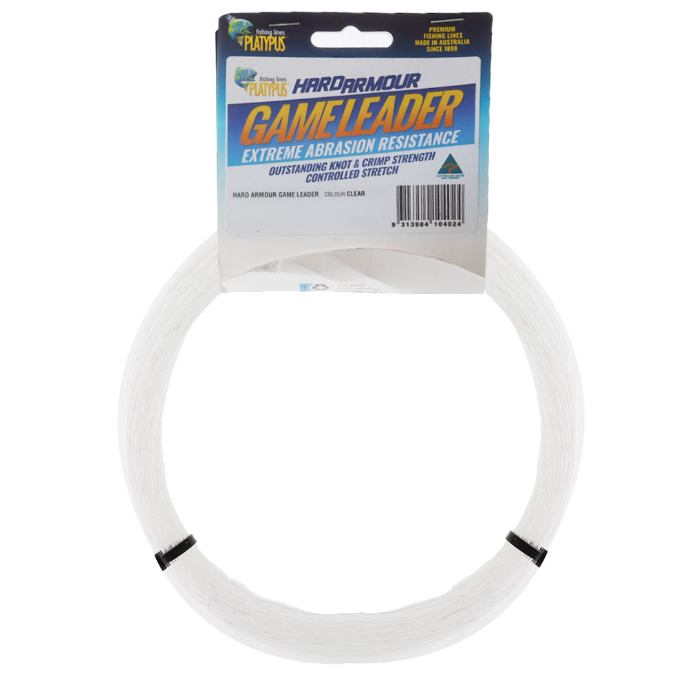 Platypus Hard Armour Game Leader Clear 50m 150lb - Trace, Fluoro & Leader - Braid, Lines & Trace ...