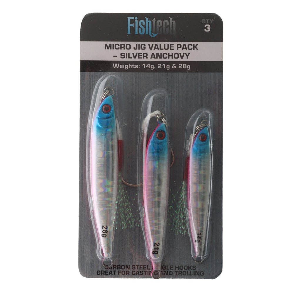 Buy Fishtech Micro Jig Value Pack Silver Anchovy 14g 21g 28g online at ...