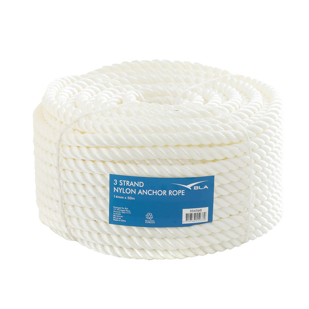 Buy BLA 3-Strand Nylon Rope 14mmx50m online at Marine-Deals.co.nz