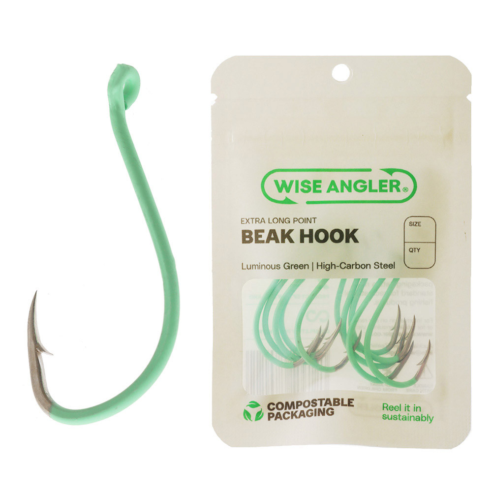 Buy Wise Angler Extra Long Point Beak Hooks Lumo Green online at Marine ...