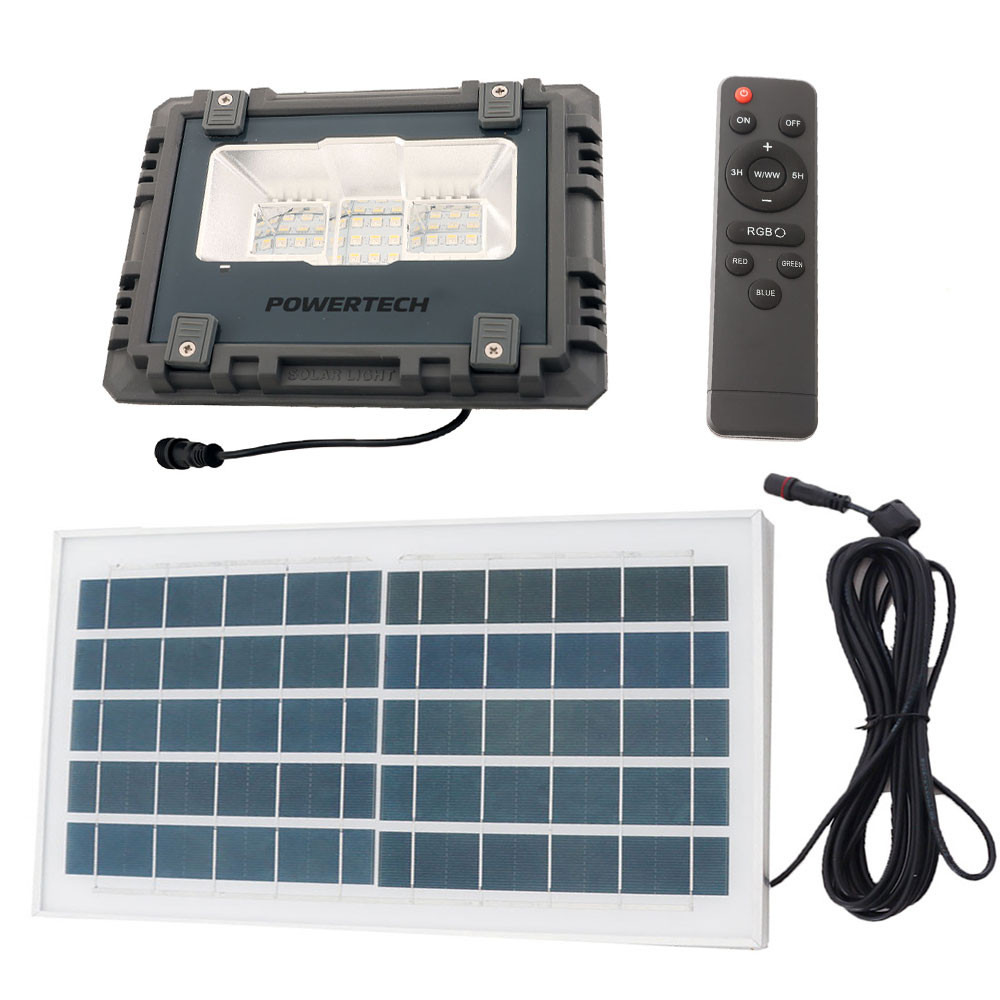 Buy Powertech Solar Rechargeable RGB LED Flood Light 60W online at Marine-Deals.co.nz