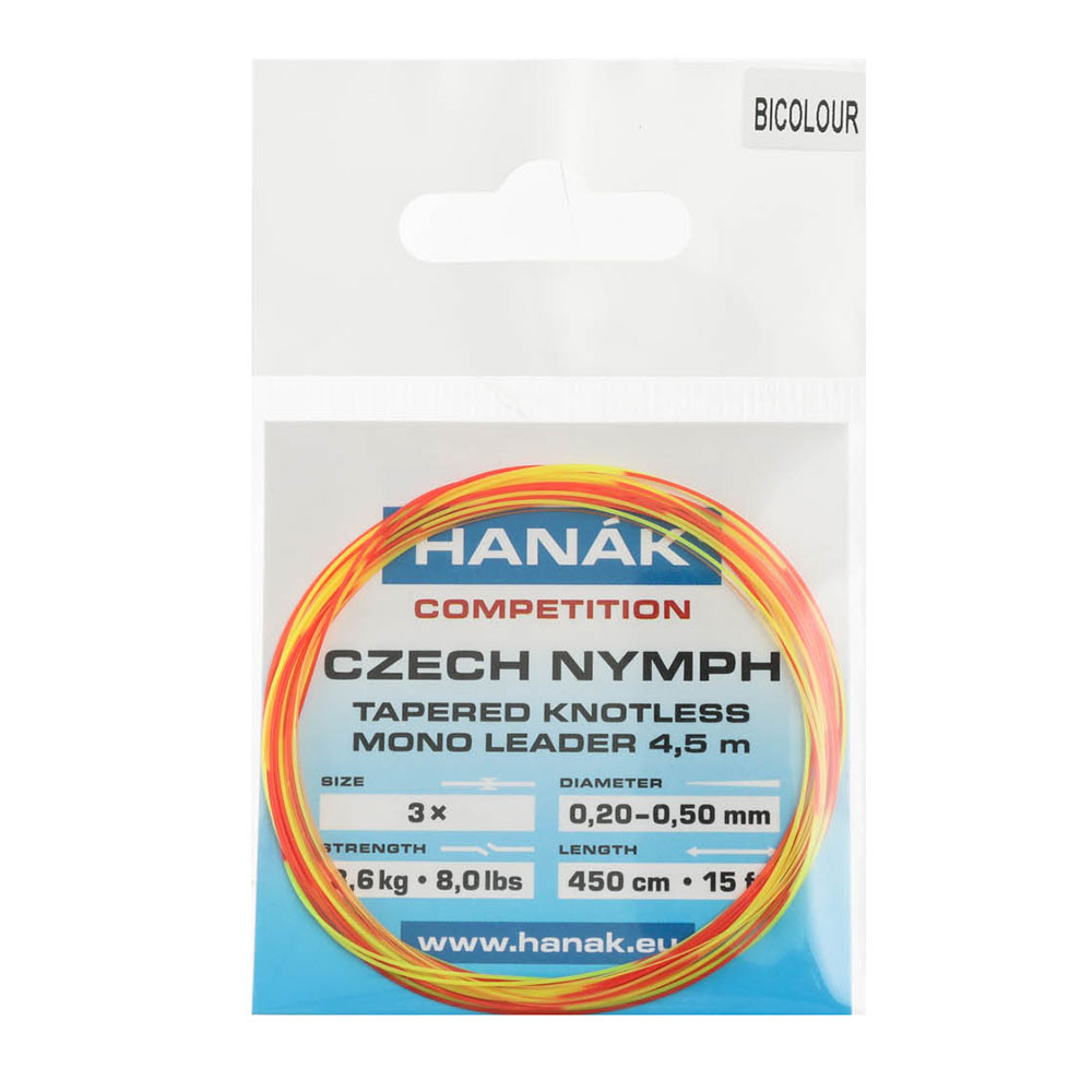 HANAK Competition Czech Nymph Tapered Leader Bi-Colour 450cm 8lb ...