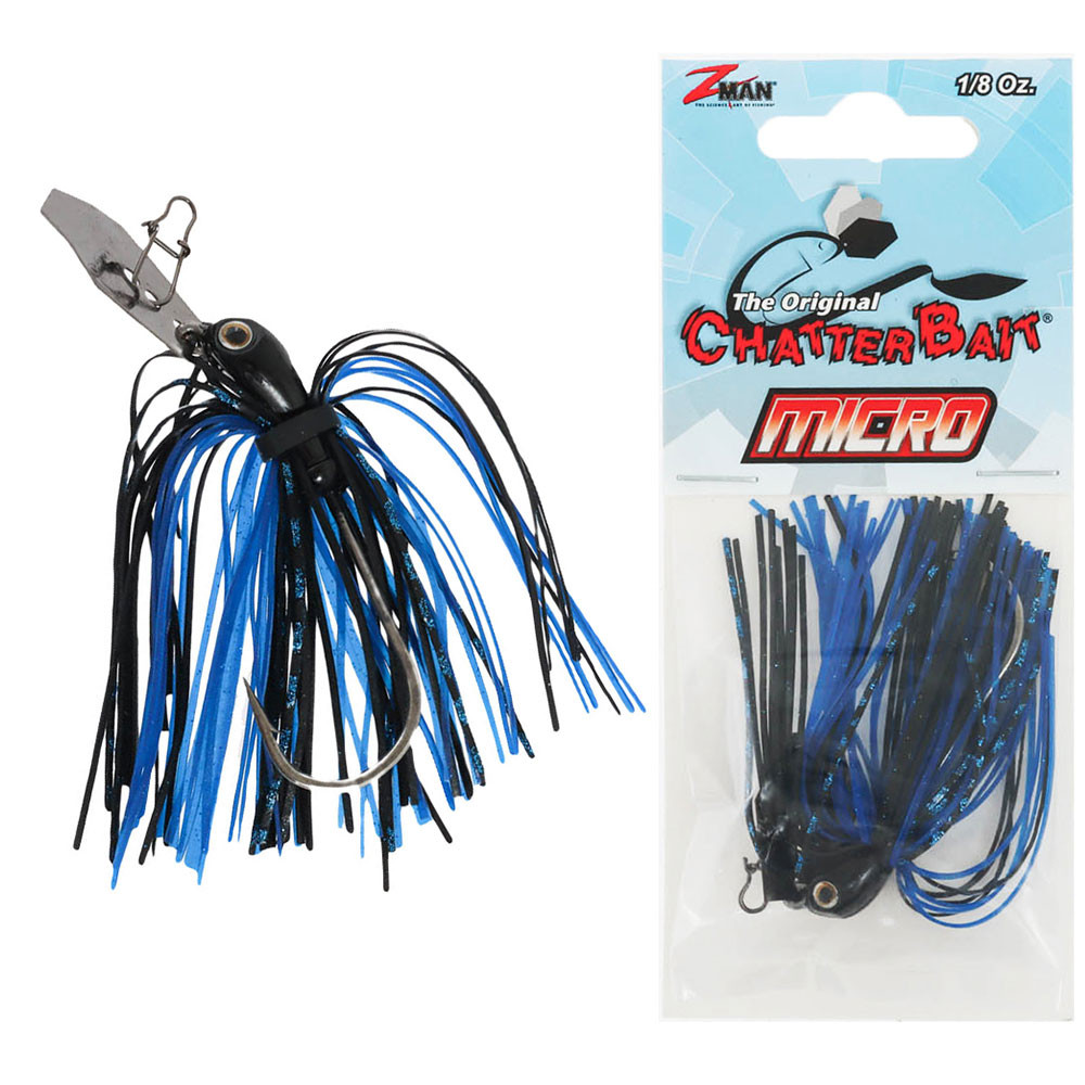 Z-Man Micro ChatterBait Bladed Swim Jig 1/8oz Blue/Black - Slow Pitch / Micro Jigs - Jigs ...