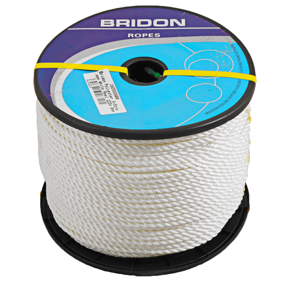 Buy Bridon Polyester 3-Strand Rope White Reel 220m 8mm online at Marine ...