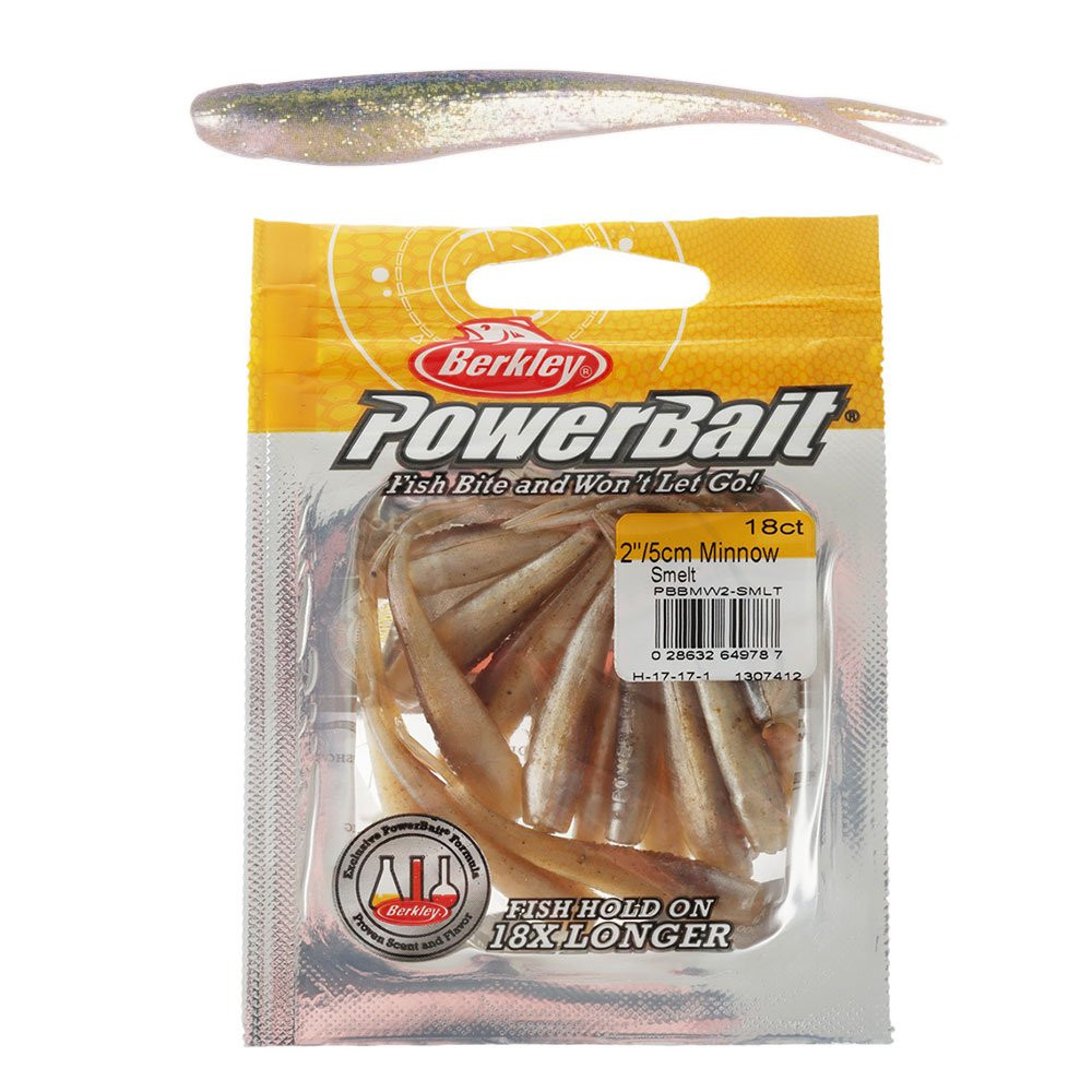 Buy Berkley PowerBait Minnow Soft Bait Pack 5cm Qty 18 Smelt online at ...