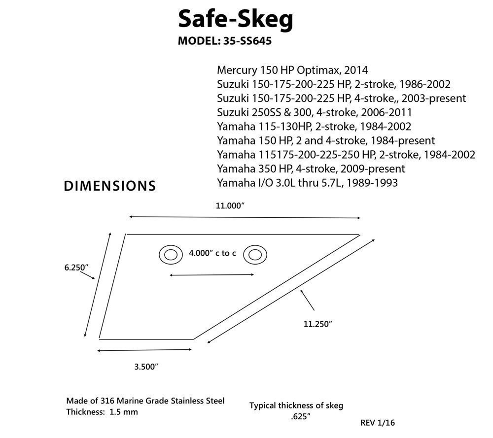 Panther Skeg Suits Merc/Suzuki/Yamaha - Skeggard - Drive Parts - Engine ...