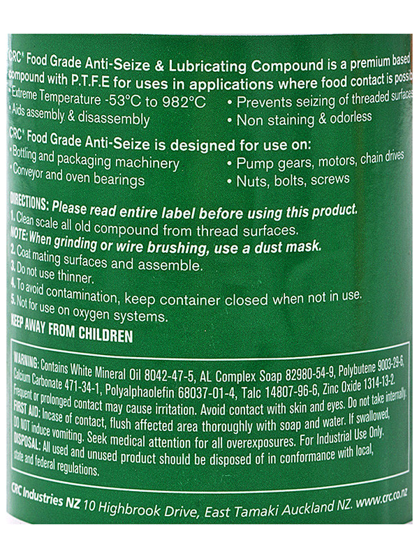 Buy CRC Food Grade Anti-Seize and Lubricating Compound 227g online at Marine-Deals.co.nz