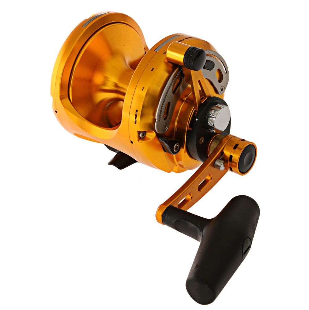 Buy Okuma Makaira 50 2-Speed Open Top Reel Gold online at Marine-Deals ...