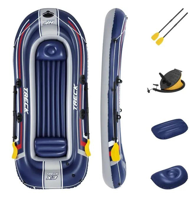 Hydro-Force Treck X3 3 Person Inflatable Boat with Oars and Pump ...