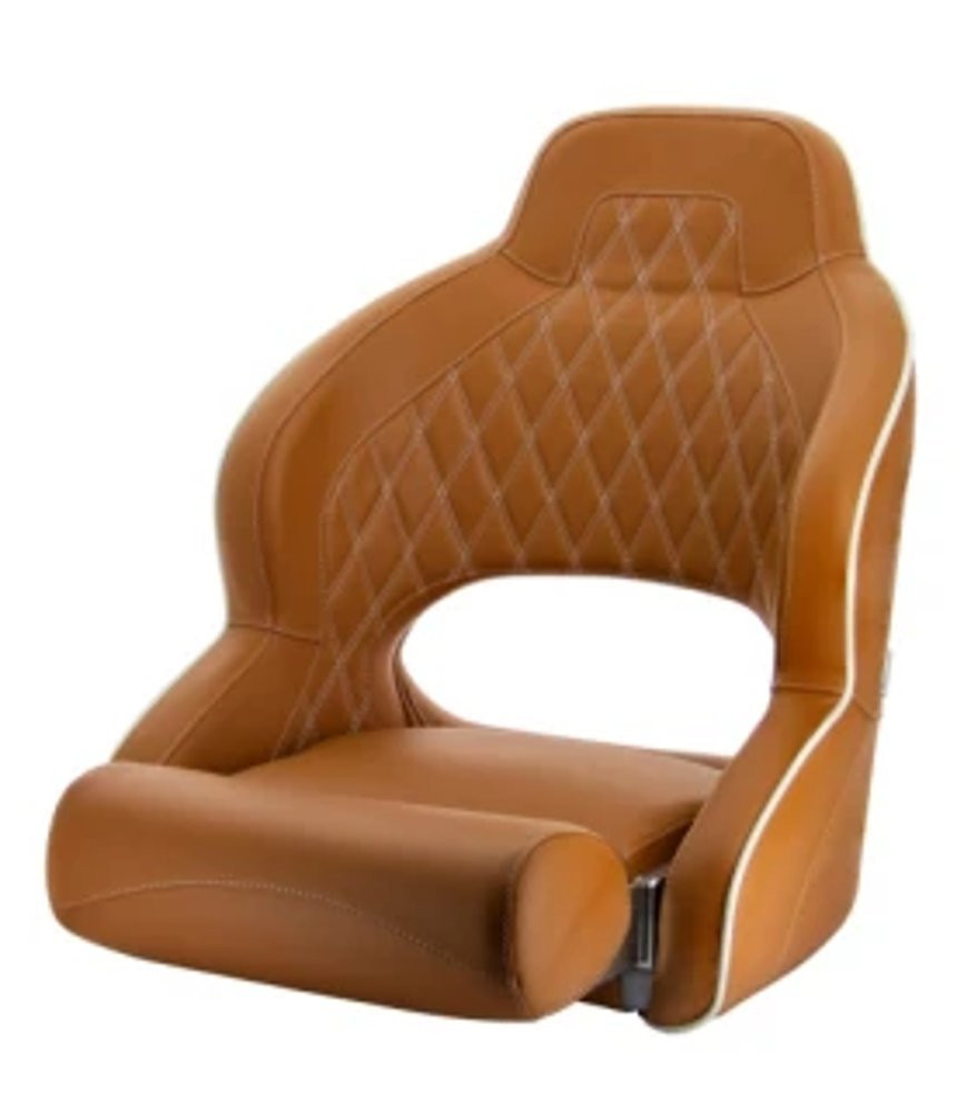 V-Quipment Pilot Sports Helm Seat with Flip Up Squab Cognac - Boat ...
