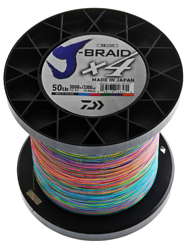 Daiwa X4 J-Braid Multi-Colour 3000m 50lb - Braid - Braid, Lines & Trace ...