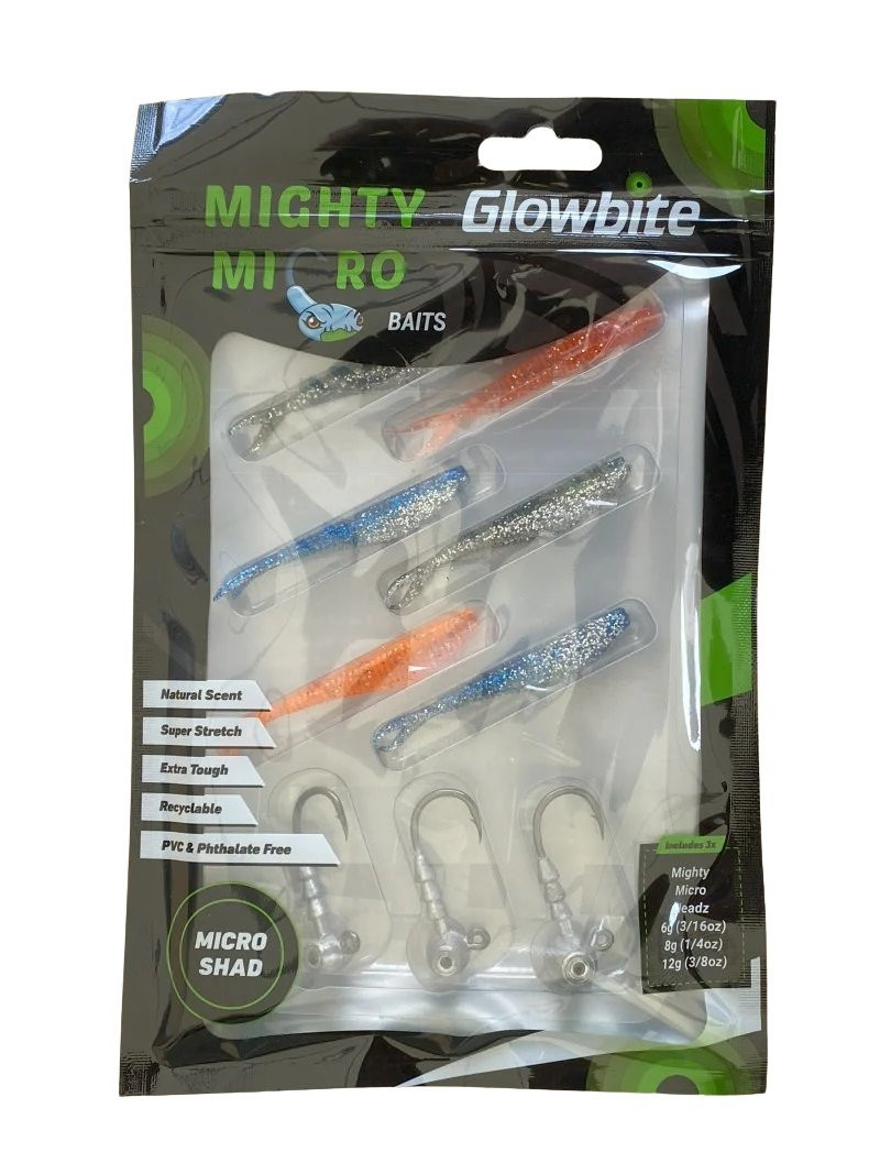 Buy Glowbite Mighty Micro Shad Soft Bait Pack online at Marine-Deals.co.nz