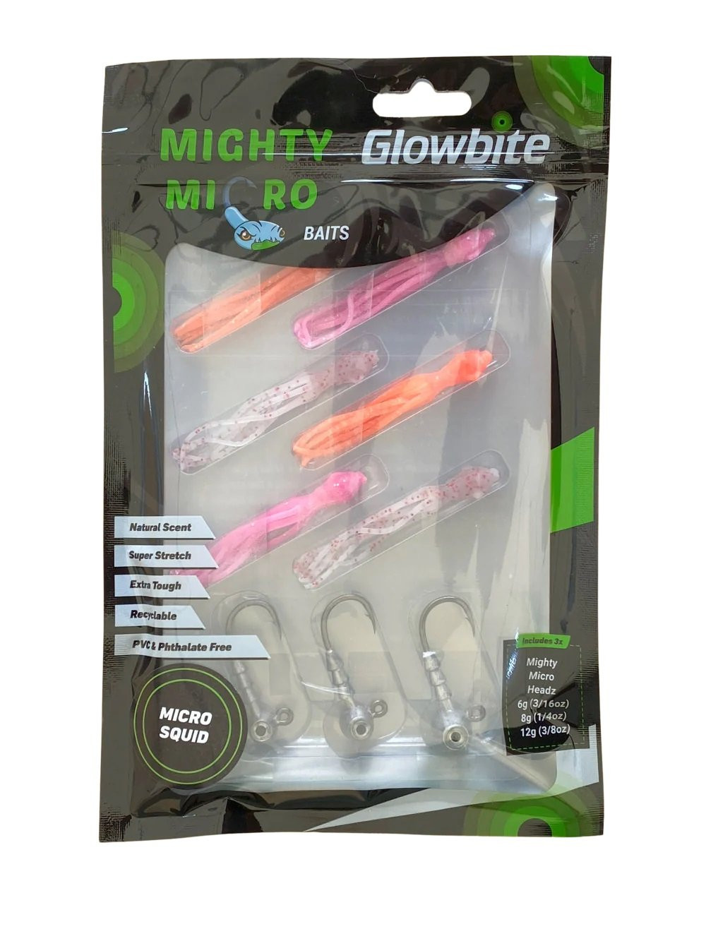 Buy Glowbite Mighty Micro Squid Soft Bait Pack online at Marine-Deals.co.nz