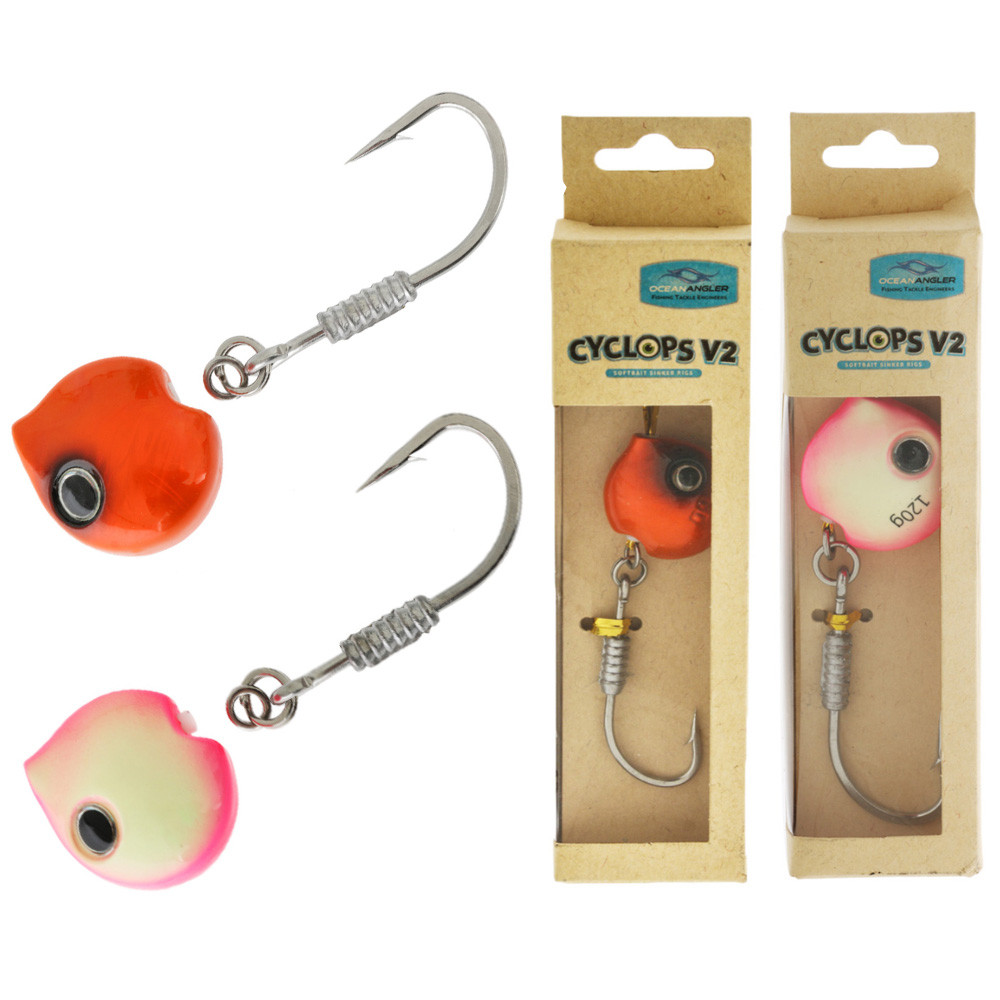 Ocean Angler Cyclops V2 Softbait Rig 60g Pink White 7/0 - Jig Heads ...