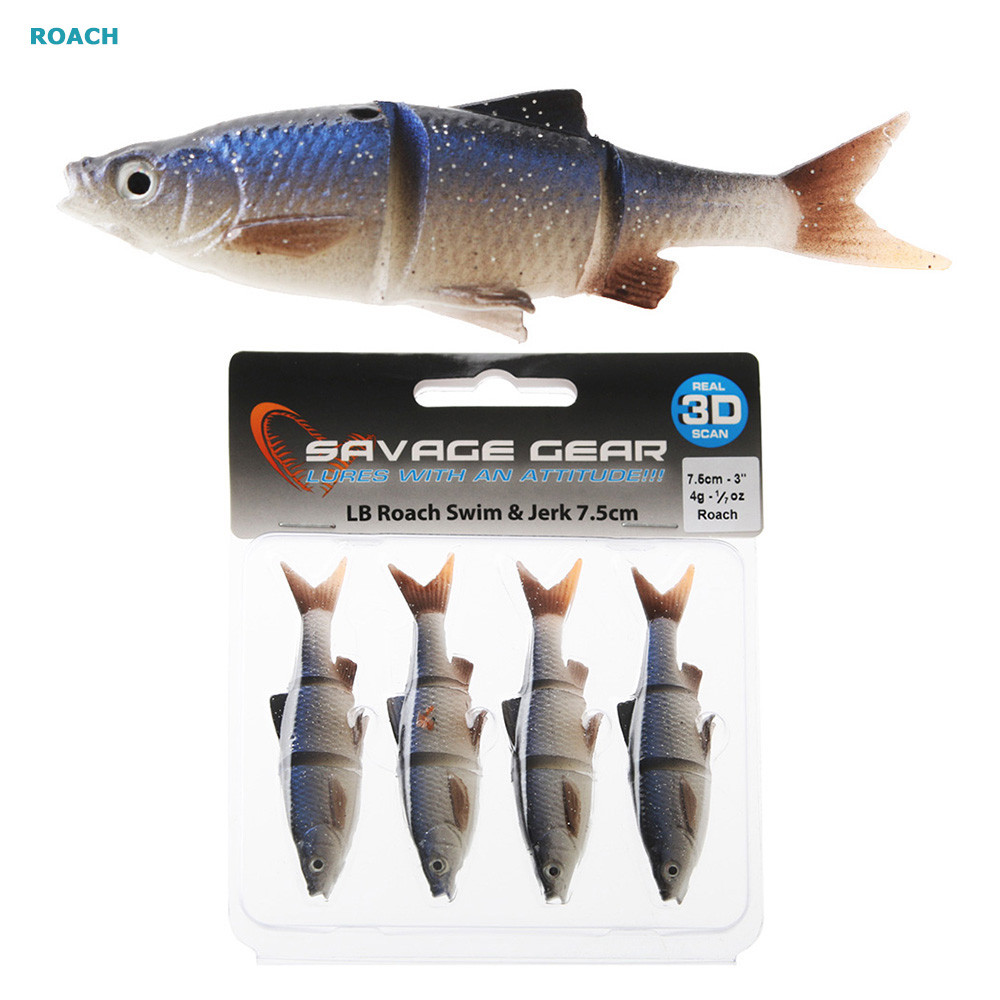 Buy Savage Gear 3D LB Roach Swim N Jerk Soft Bait 7.5cm Qty 4 online at Marine-Deals.co.nz