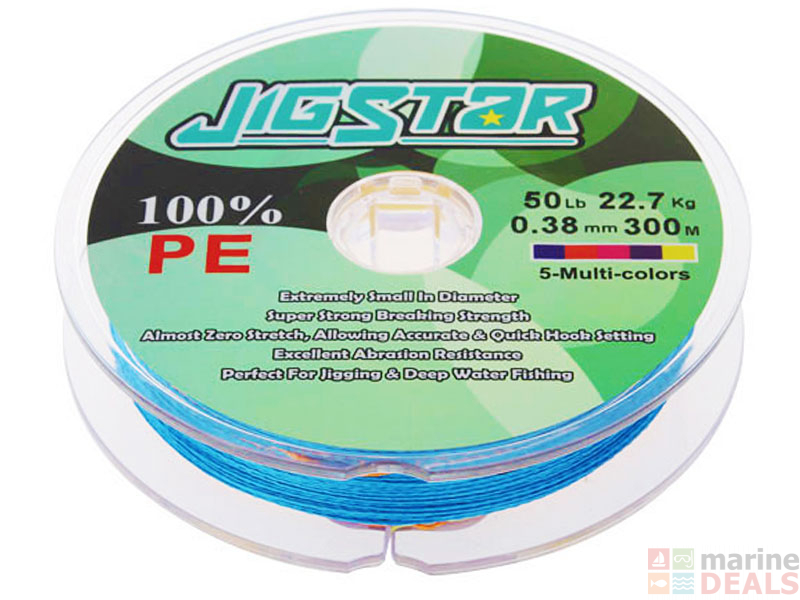 Buy Jig Star Dyneema Multi Coloured Braid 50lb 300m online at Marine ... Buy Jig Star Dyneema Multi Coloured Braid 50lb 300m online at Marine ...