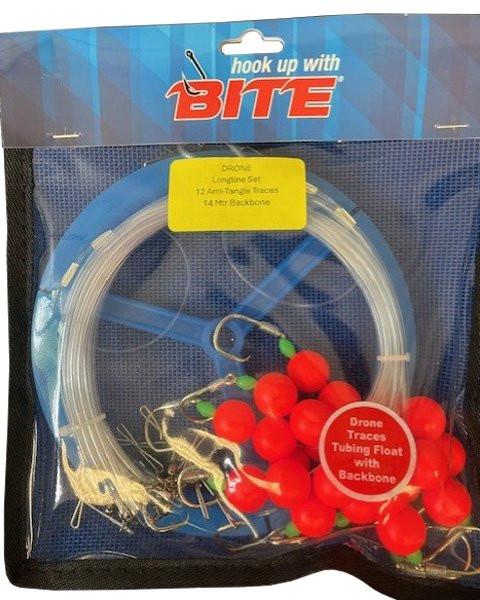 Bite Drone Longline Traces with Backbone and Hand Reel - Floats ...