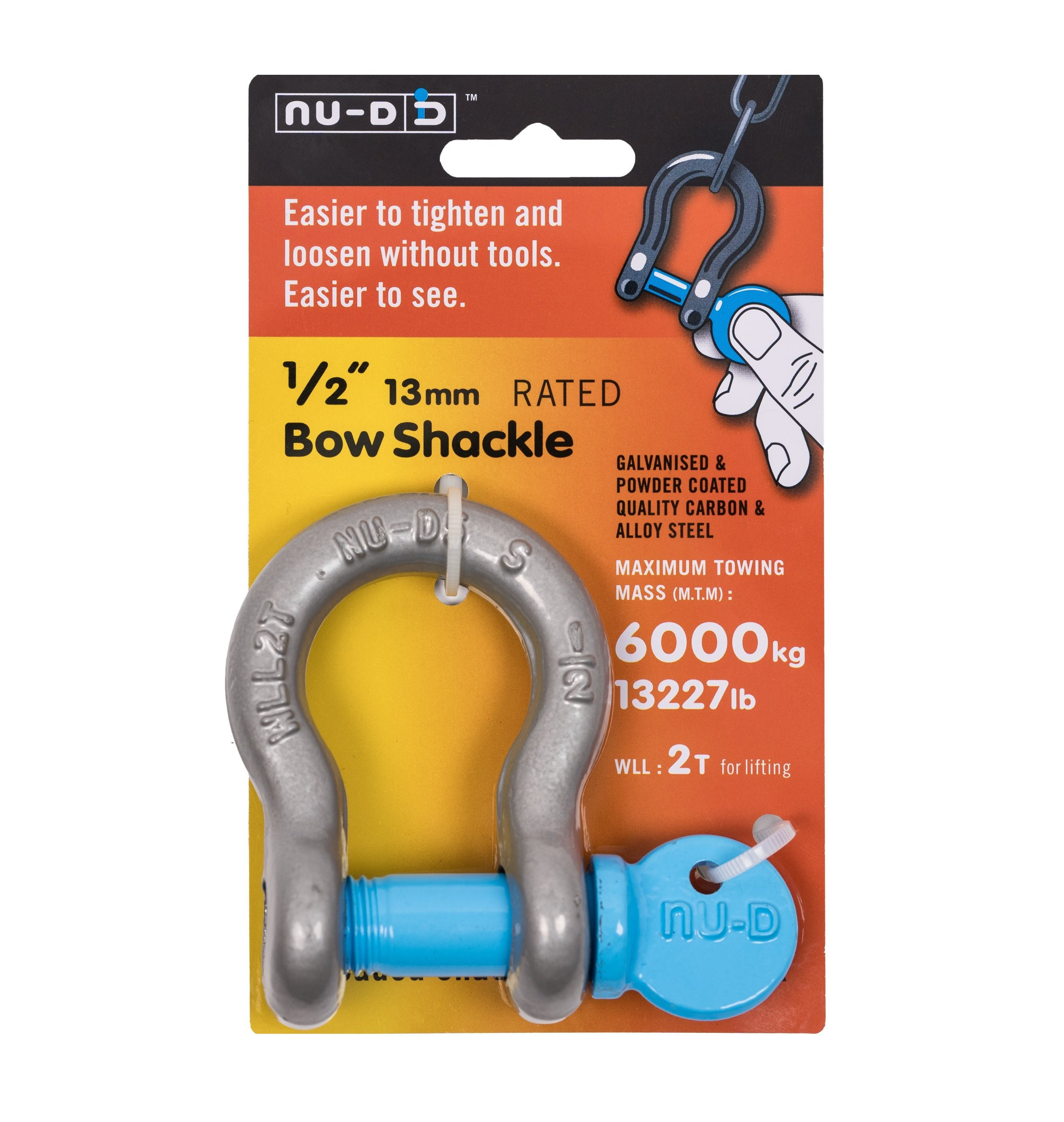 Nu-D Galvanised Bow Shackle 13mm - Shackles, Thimbles & Swivels ...